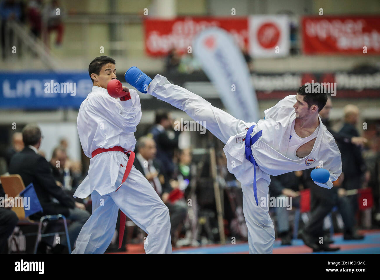 Linz, Austria. 27, October, 2016. Geoffrey Berens (Netherlands) Kumite ...
