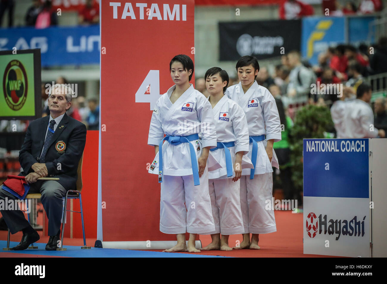 Linz, Austria. 27, October, 2016. Female Team kata, Team Japan World ...