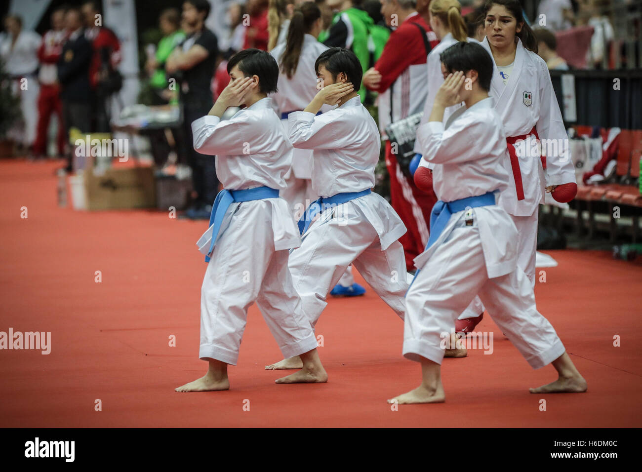 Linz, Austria. 27, October, 2016. Female Team kata, Team Japan World ...