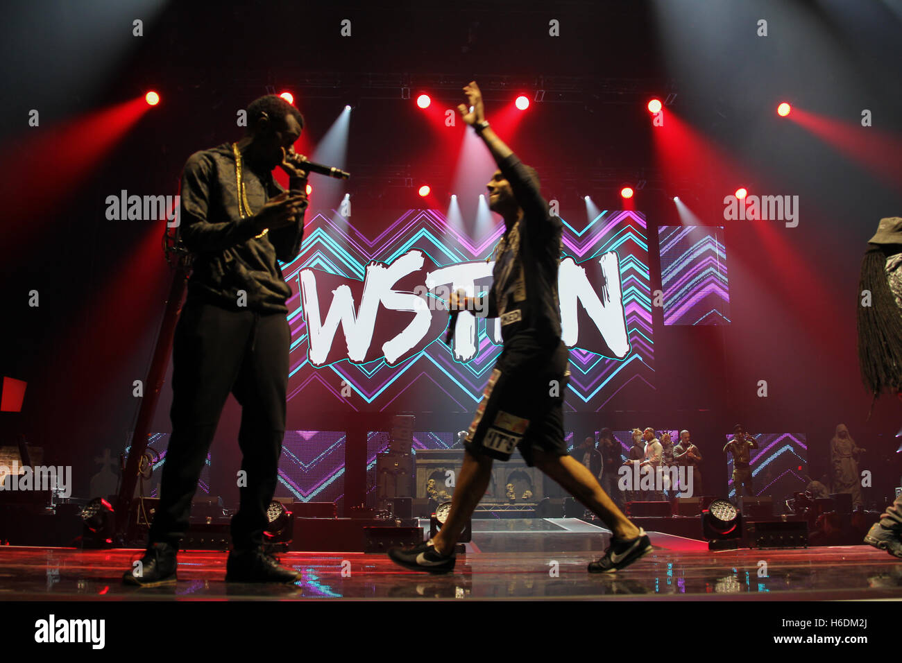 WSTRN performing live on stage at the 2016 KISS Haunted House Party at ...