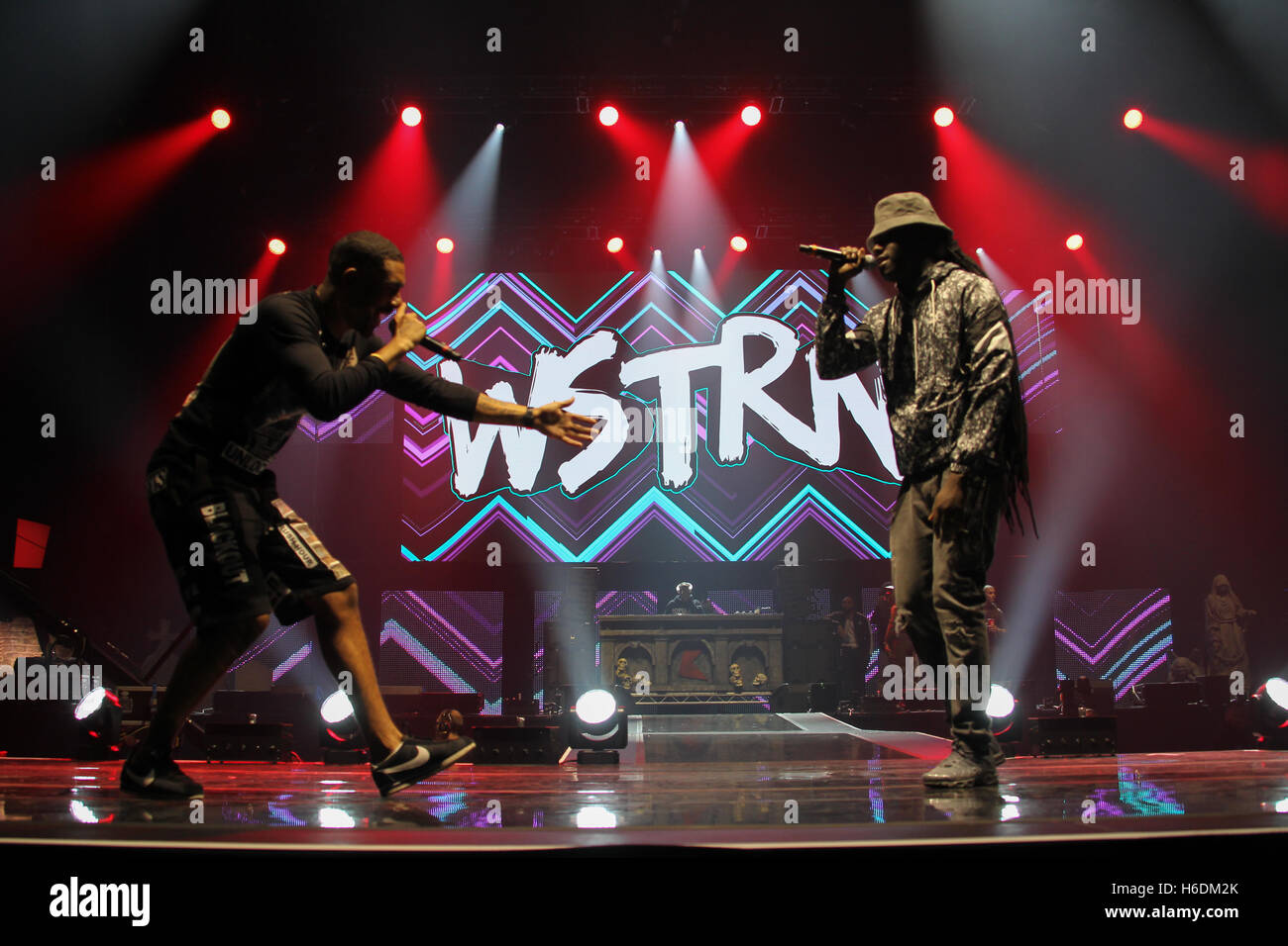 WSTRN performing live on stage at the 2016 KISS Haunted House Party at ...