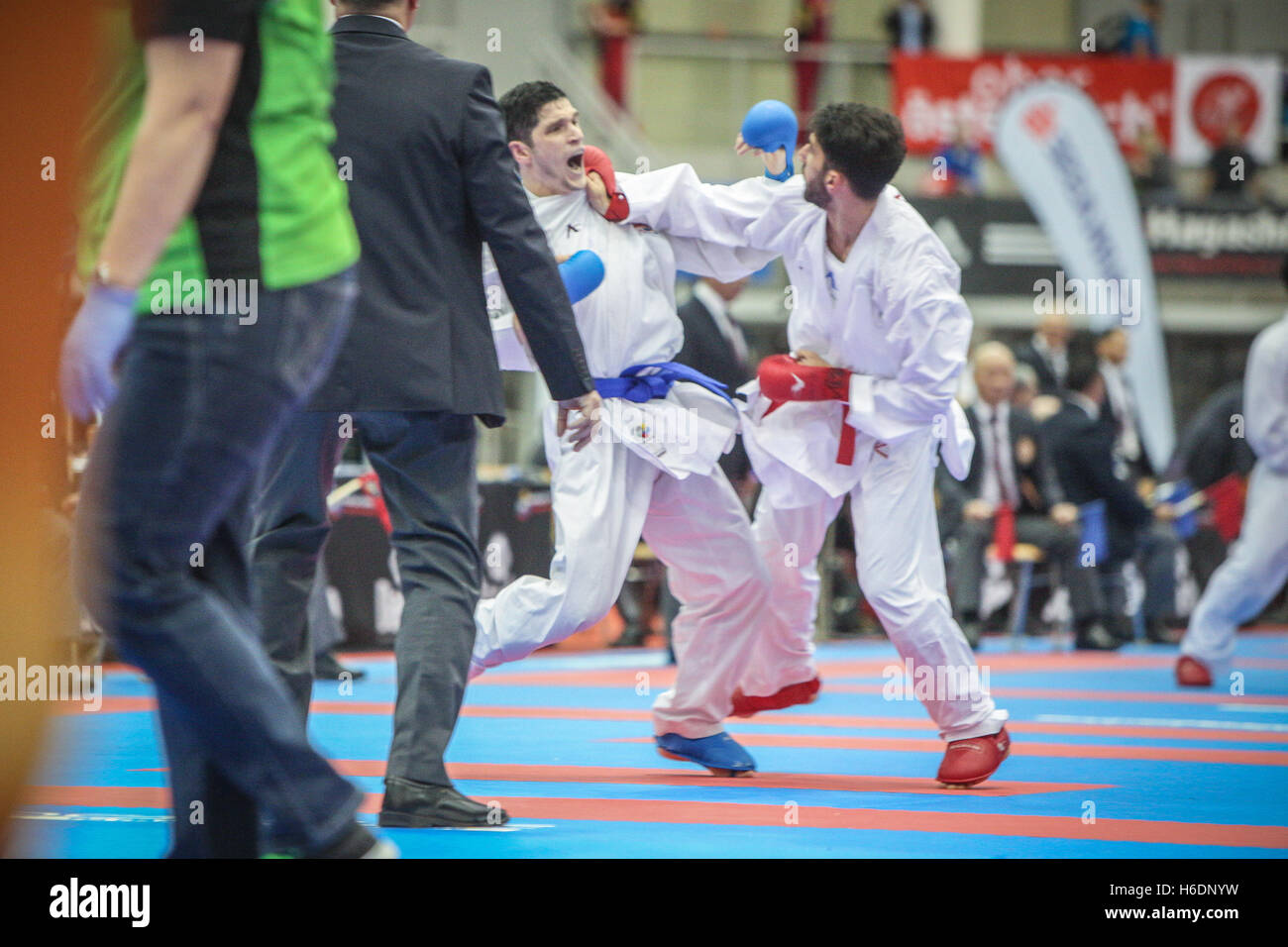 Linz, Austria. 27, October, 2016. Geoffrey Berens (Netherlands) Kumite ...