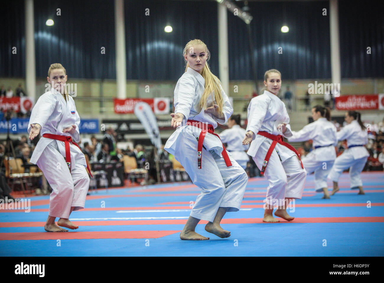 Linz, Austria. 27, October, 2016. Female Team kata, Team Russia World ...