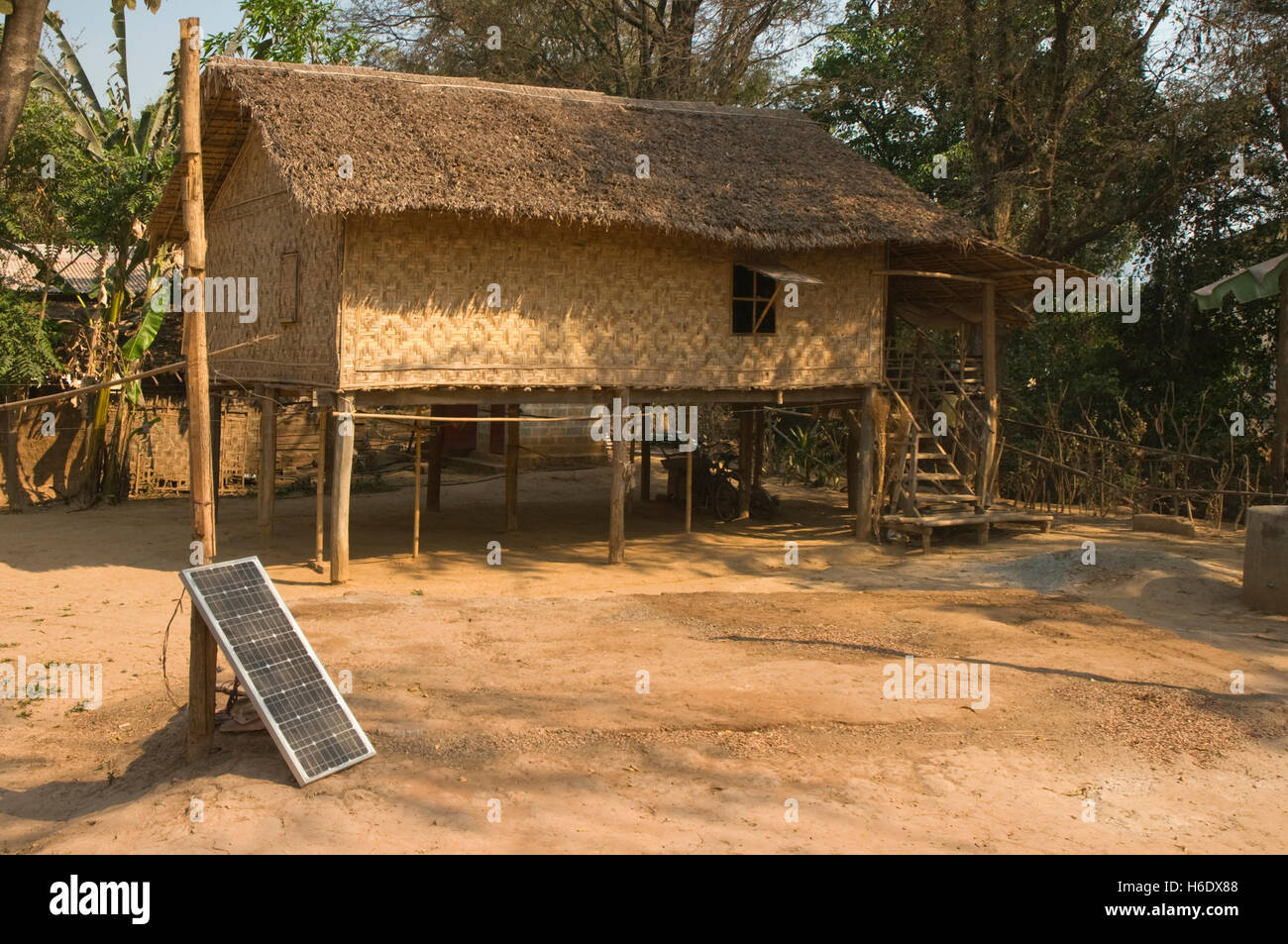 ASIA, MYANMAR (BURMA), Lake Inle, Maing Thauk, bamboo house with solar ...