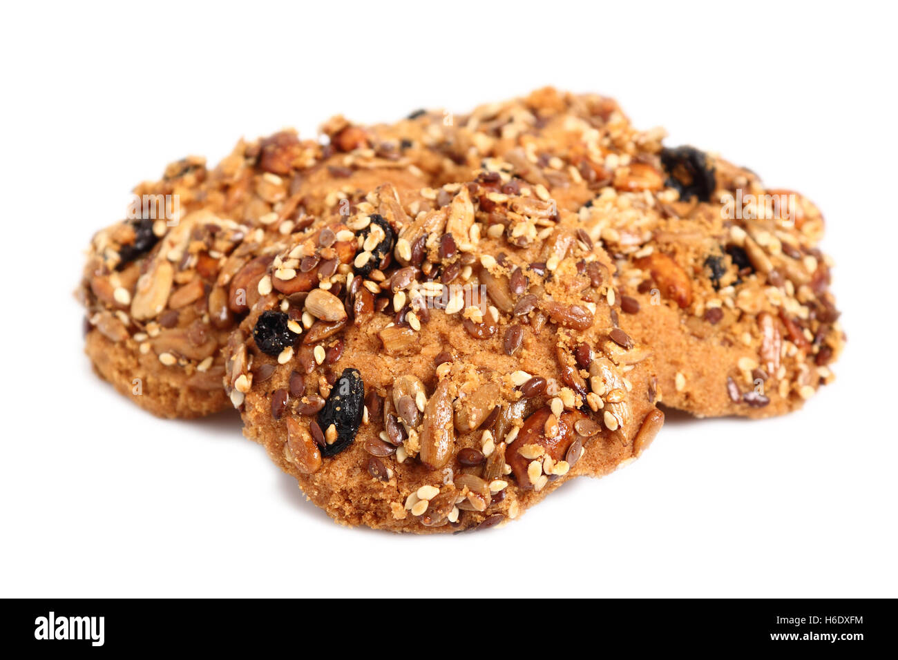 Multi seed cookie. Isolated on white background Stock Photo - Alamy
