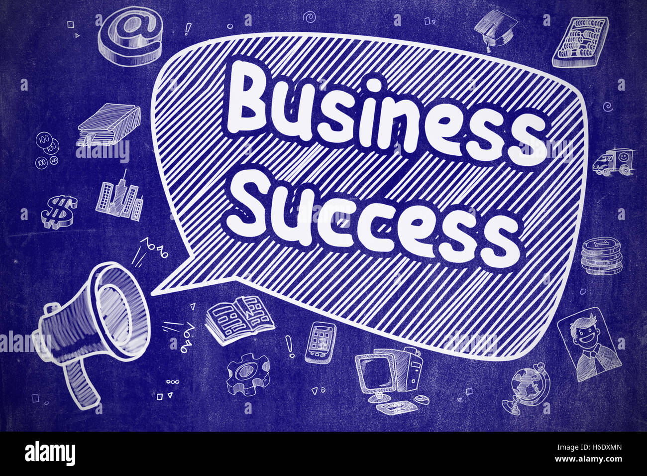 Business Success - Cartoon Illustration on Blue Chalkboard Stock Photo ...