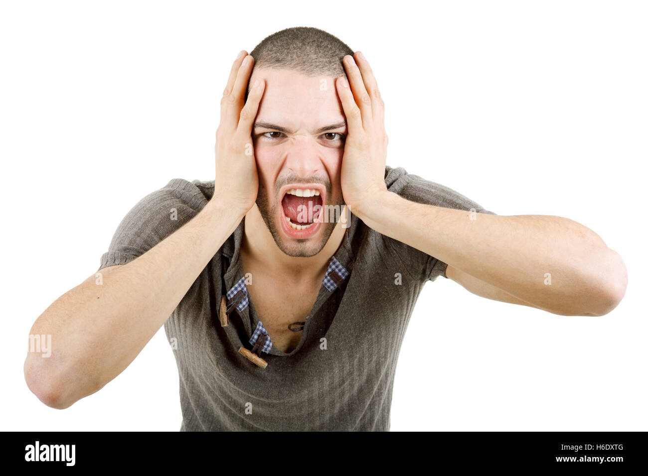 crazy young man portrait, isolated on white background Stock Photo - Alamy