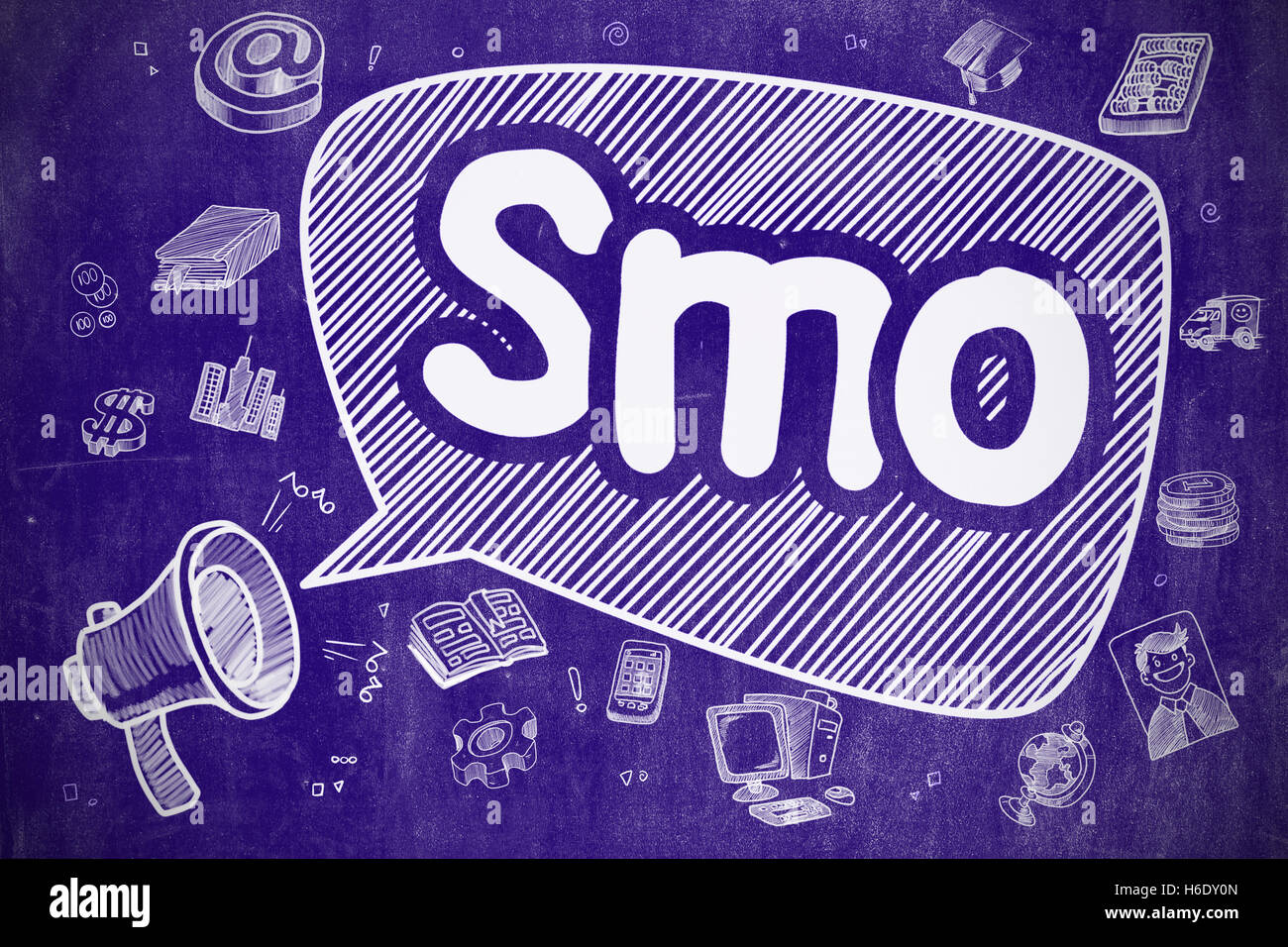 Smo - Doodle Illustration on Blue Chalkboard Stock Photo - Alamy