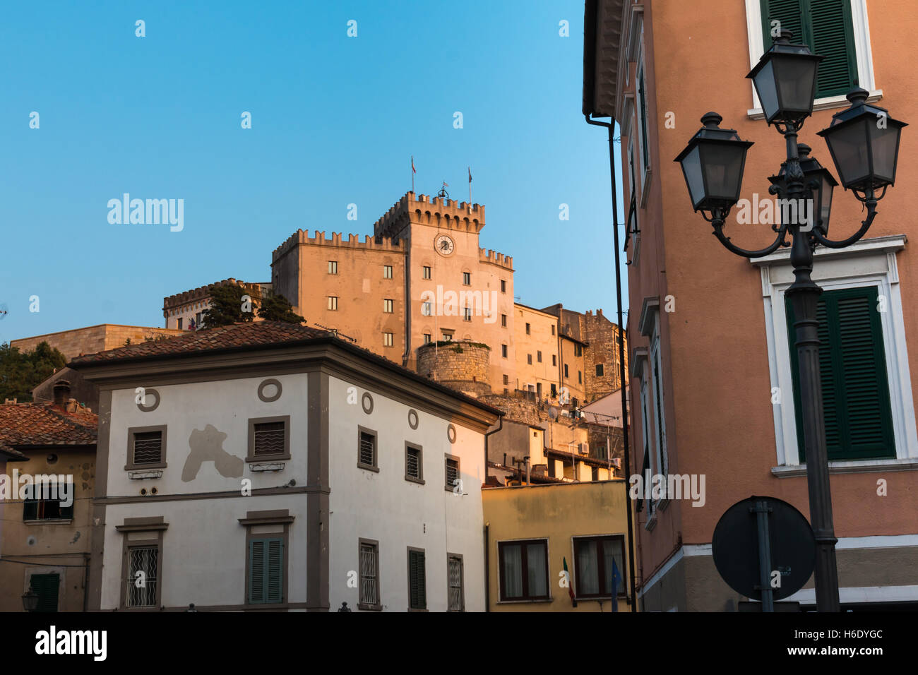 Ancient Italian Castle on Promontory in Tuscany near Town Stock Photo ...