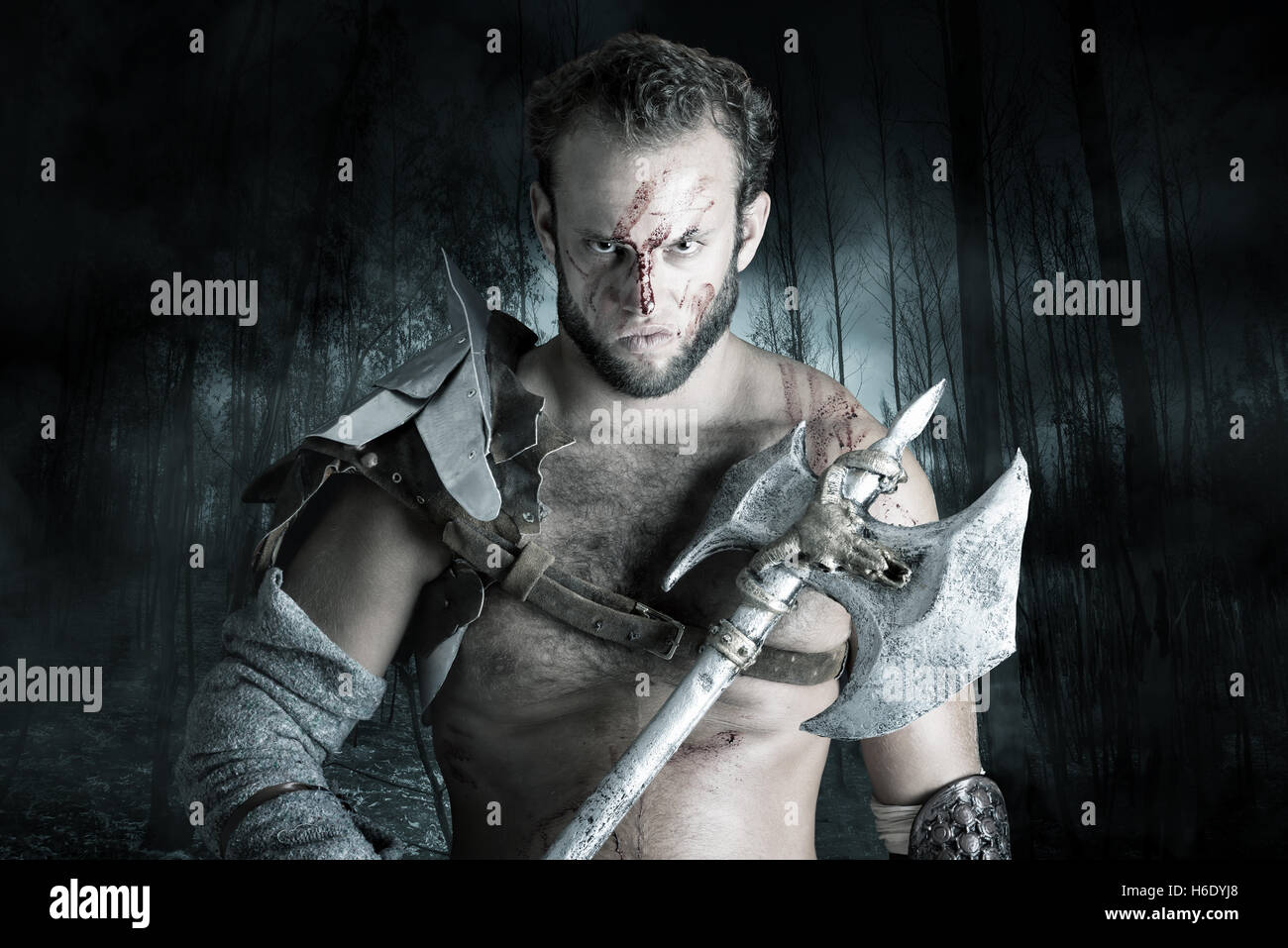 Ancient barbarian warrior or Gladiator ready to fight Stock Photo - Alamy