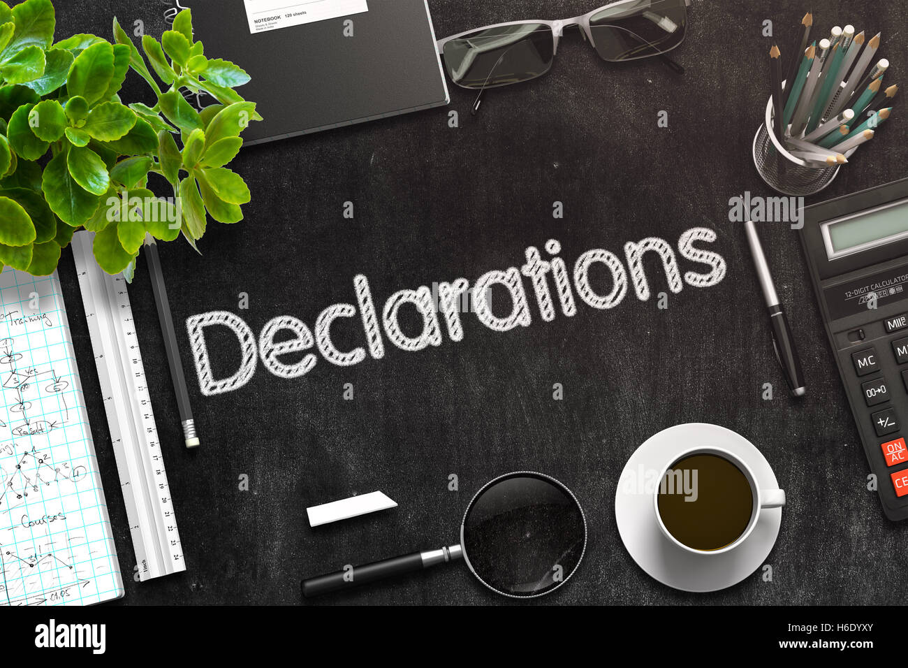 Declarations - Text on Black Chalkboard. 3D Rendering Stock Photo - Alamy