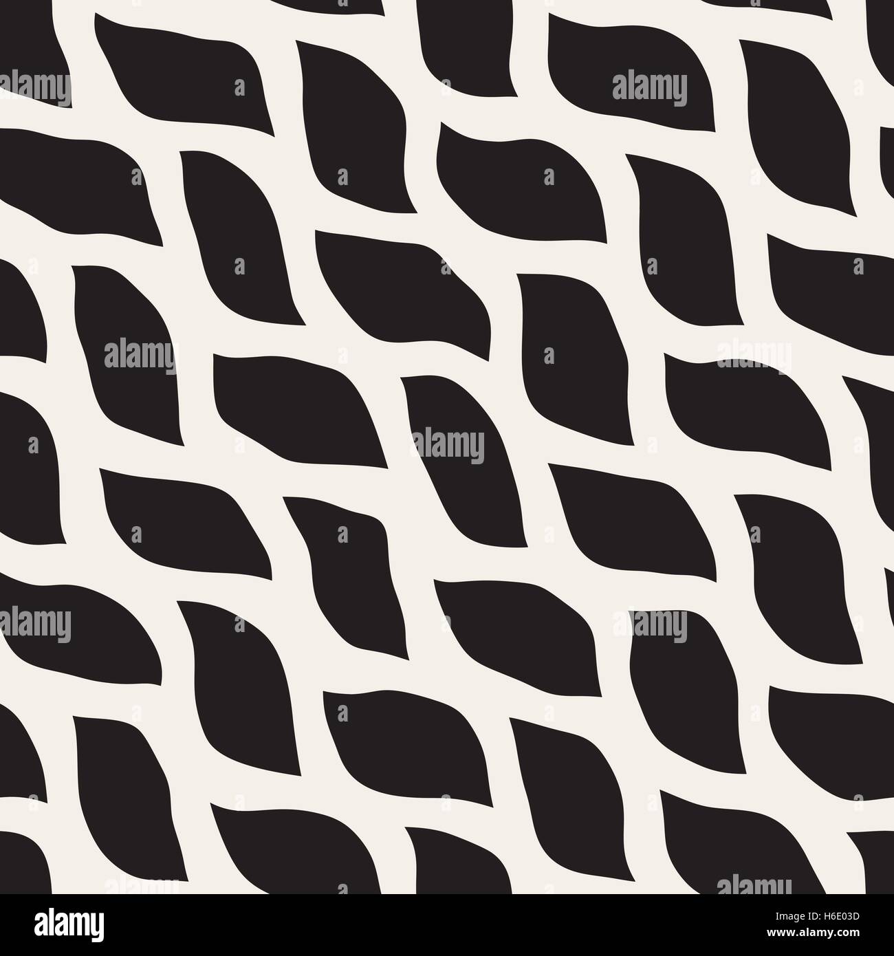 Vector Seamless Black and White Hand Drawn Wavy Shapes Pattern ...