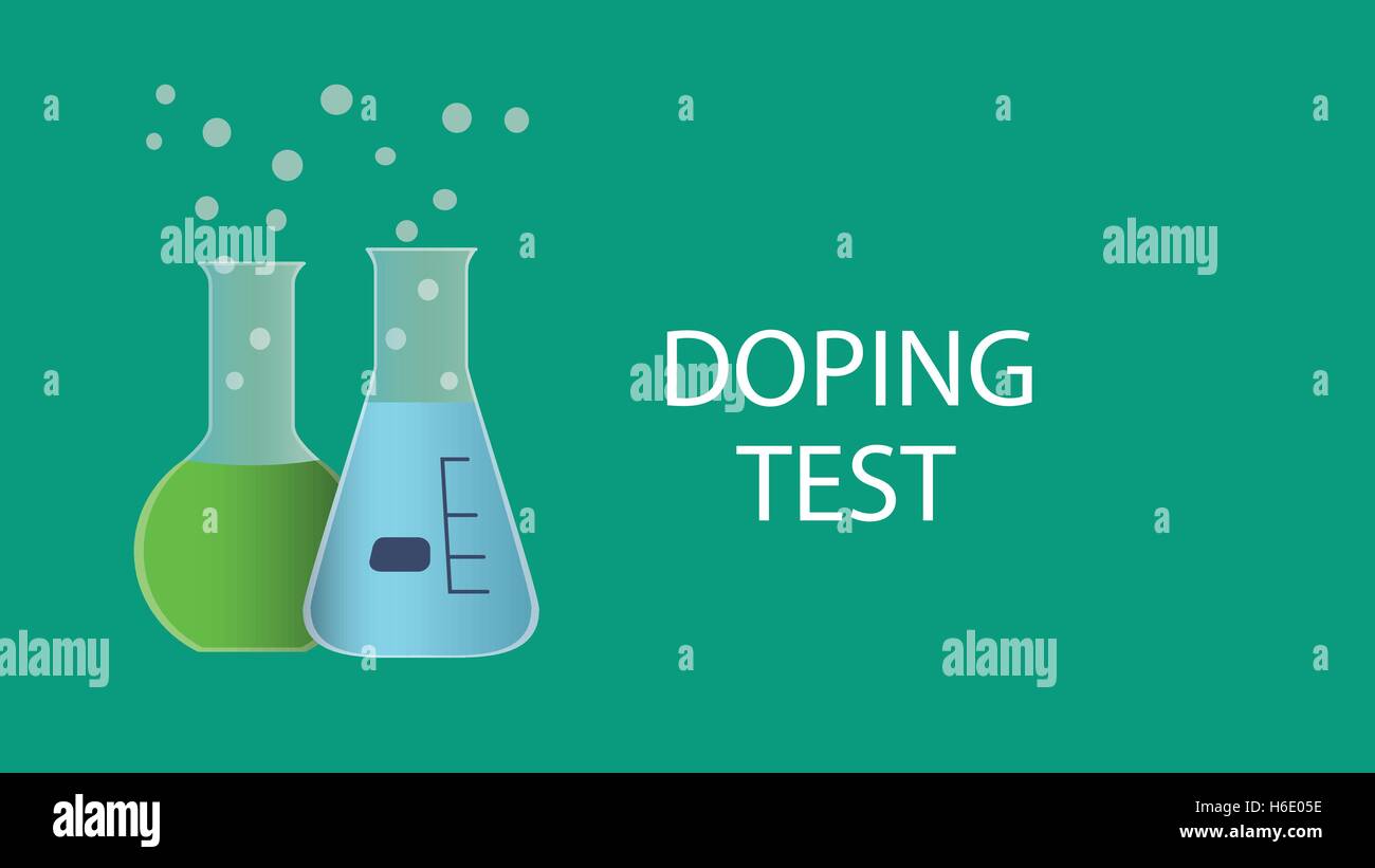 doping test dope concept illustration with laboratory bottle and text ...