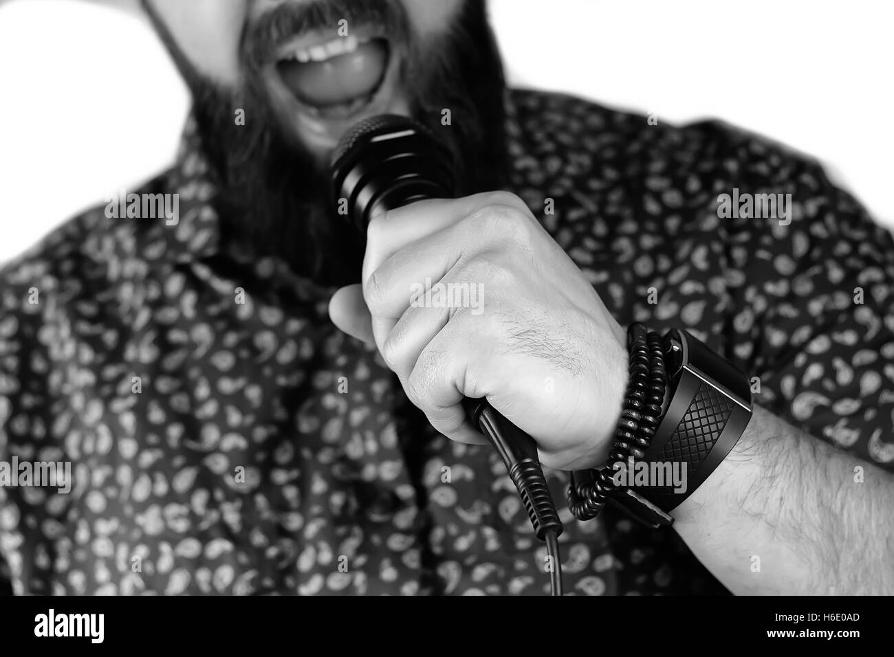 Microphone isolated man hand Stock Photo - Alamy