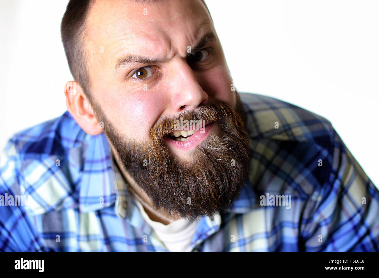 Angry bald man open head hi-res stock photography and images - Alamy