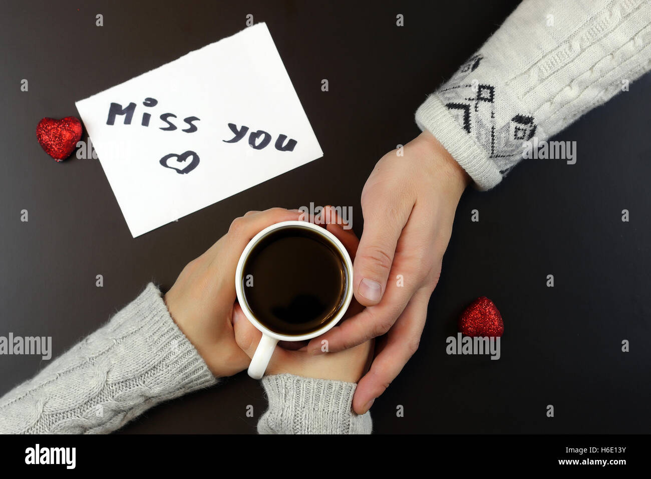hand coffee background couple Stock Photo - Alamy