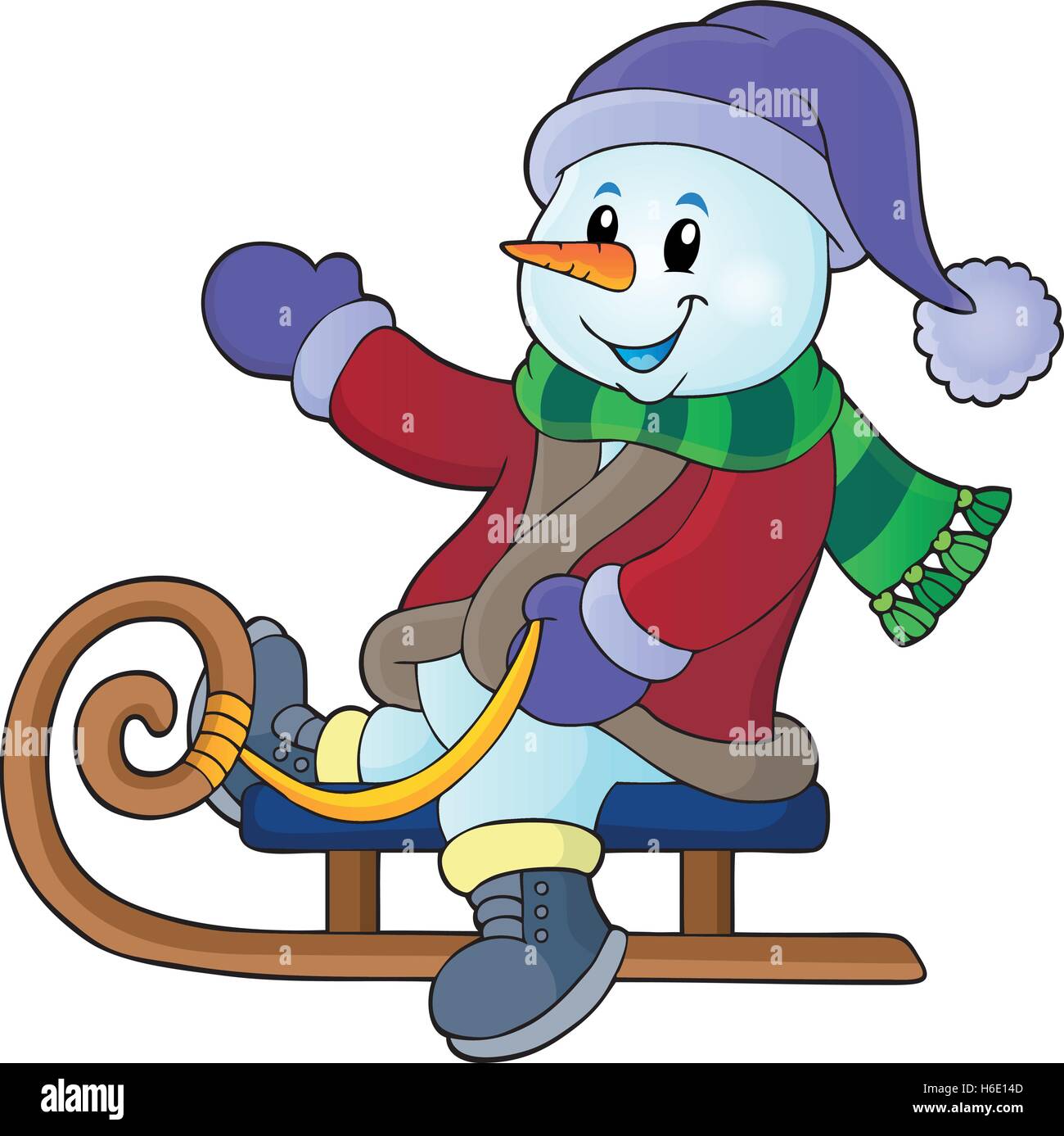 Snowman on sledge theme image 1 - eps10 vector illustration Stock ...