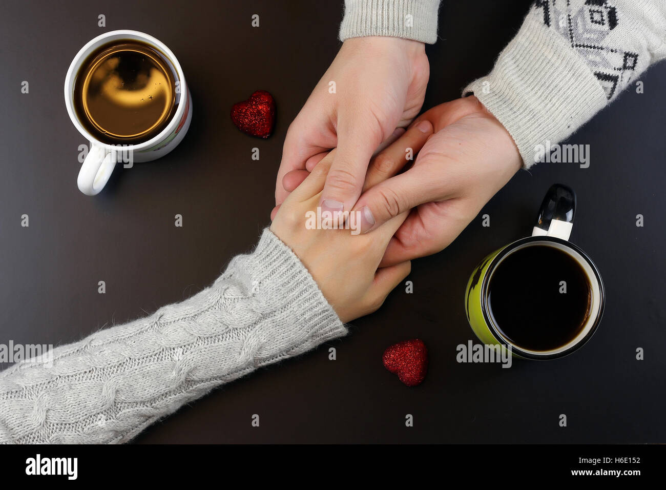 hand coffee background couple Stock Photo - Alamy