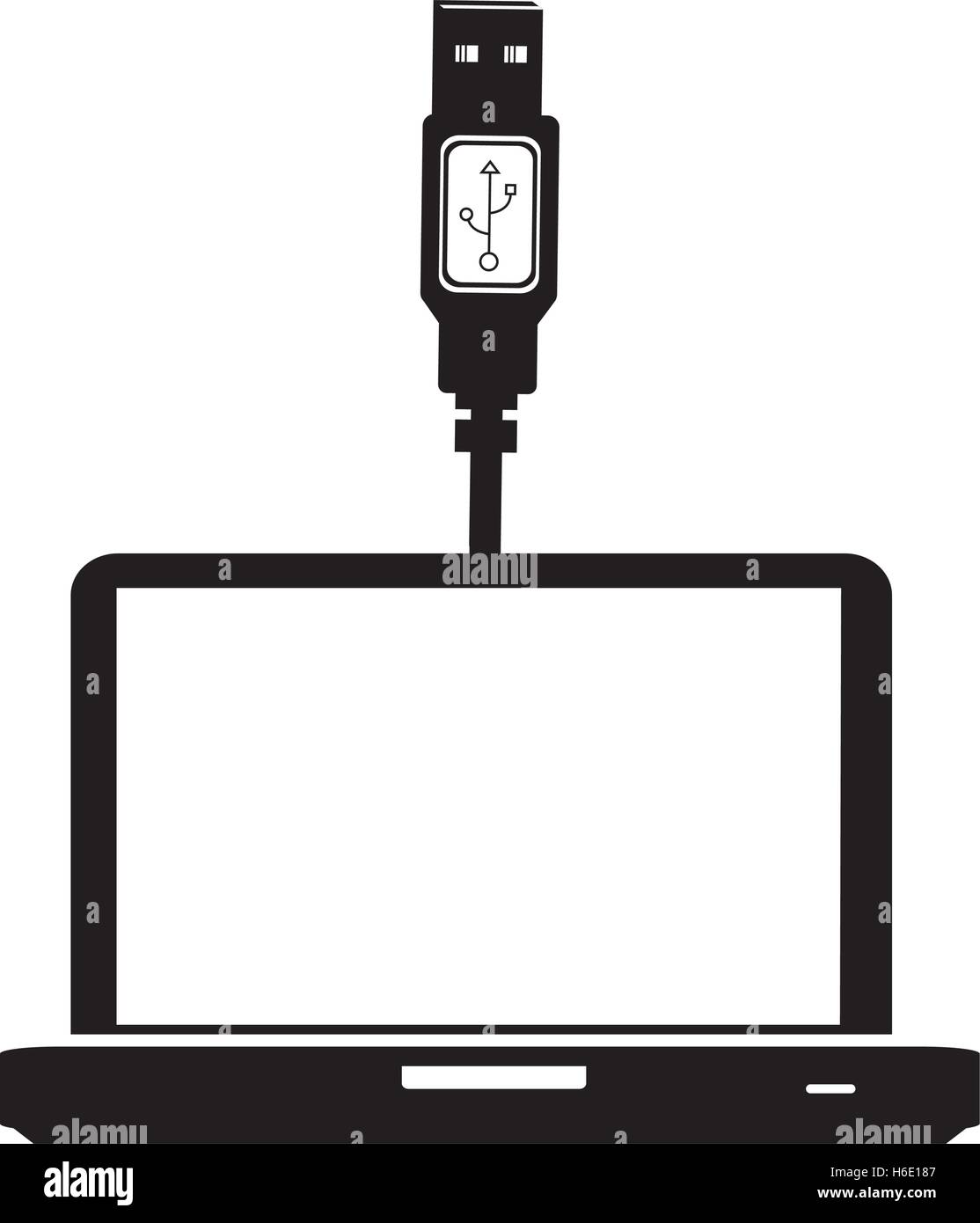 laptop computer with usb cable icon image vector illustration design ...