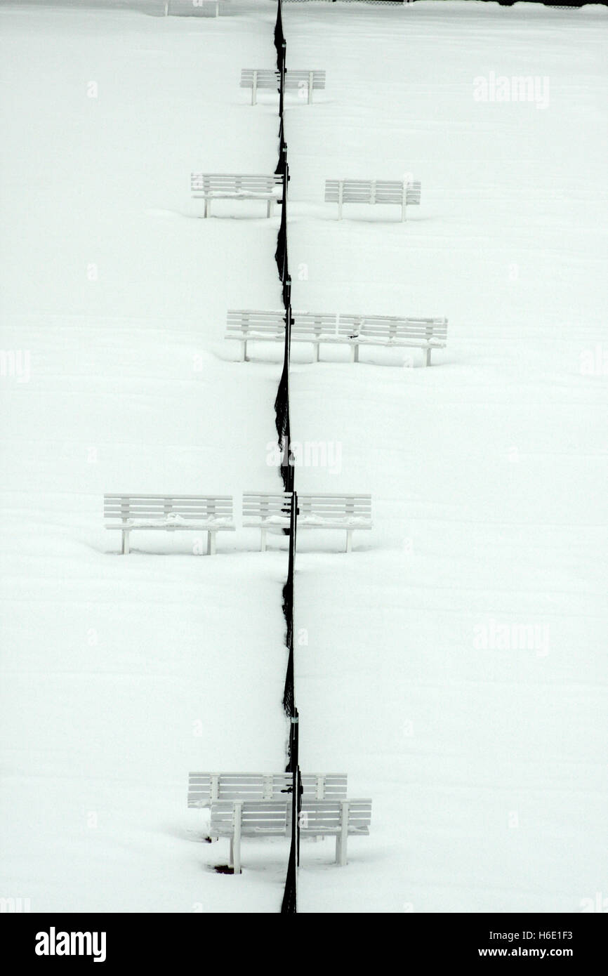 Tennis court covered in snow Stock Photo - Alamy