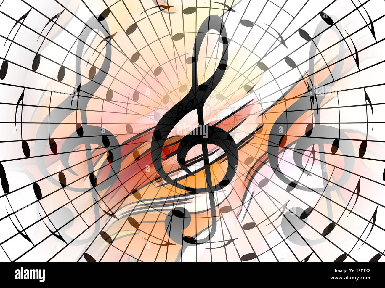 graphic design illustration of notes and note lines, music concept ...