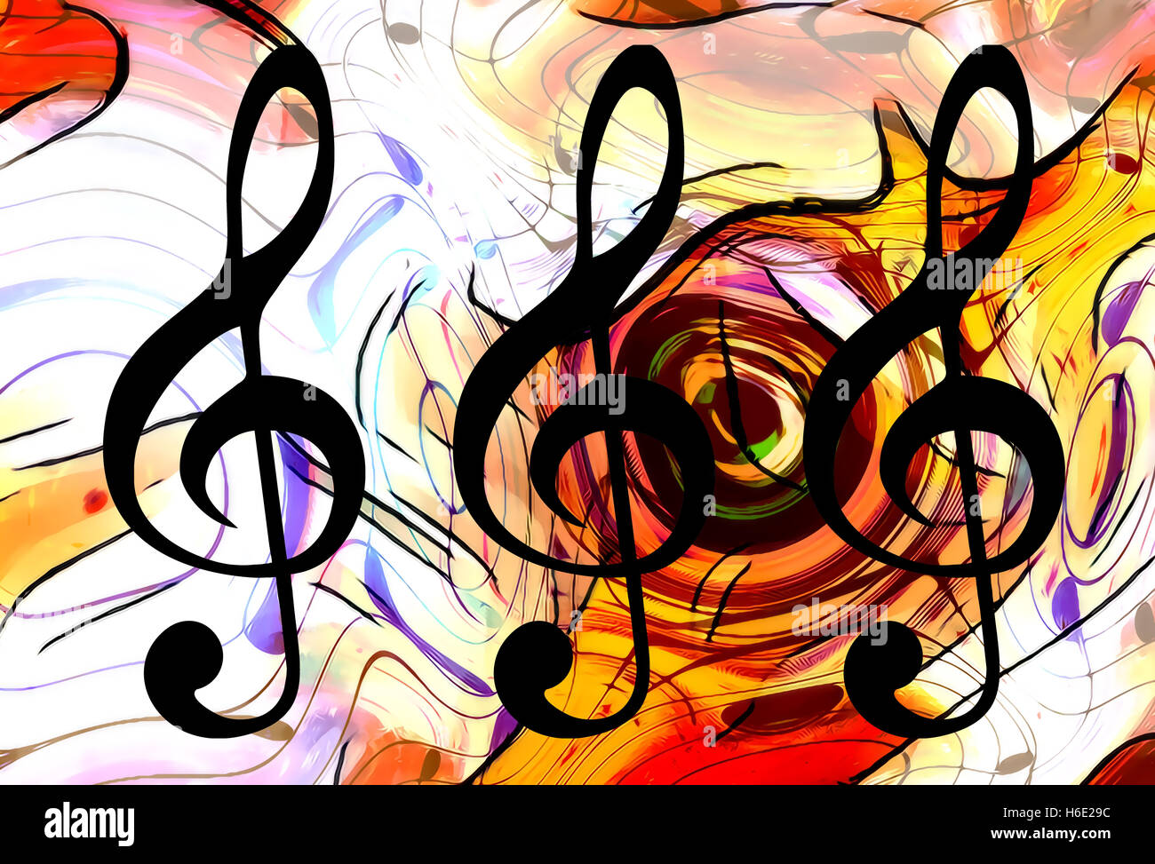abstract music theme background with clef, modern design Stock Photo ...