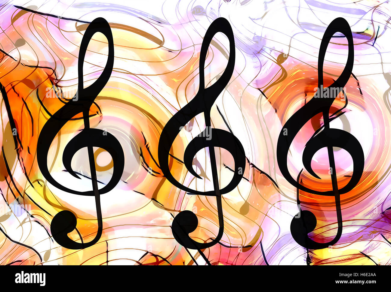 abstract set of music clefs and lines with notes, music theme graphic ...