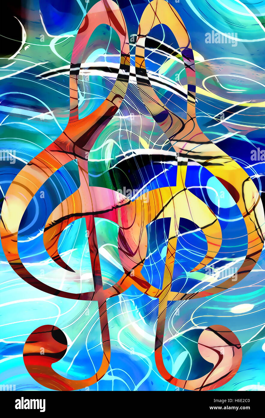 abstract music theme background with clef, modern design Stock Photo ...
