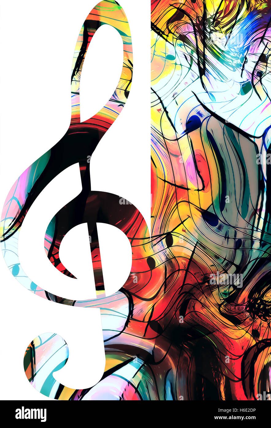 abstract set of music clefs and lines with notes, music theme graphic ...