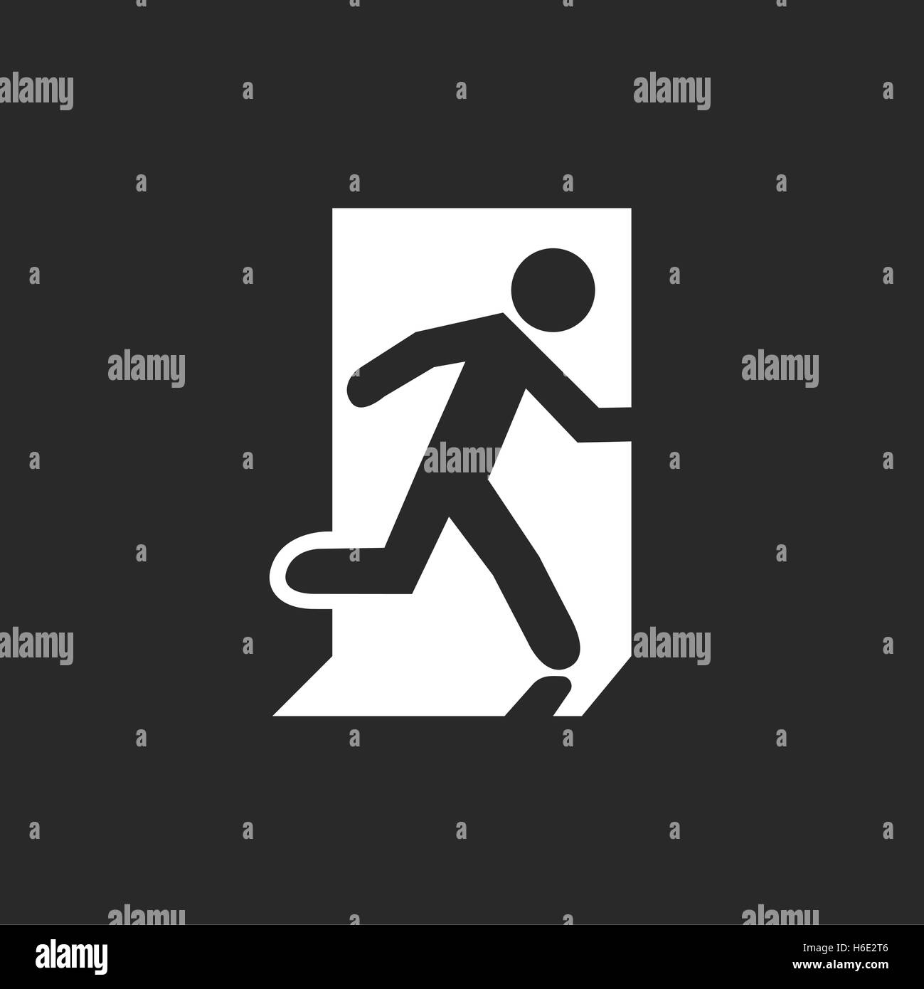 Icon emergency exit. Human Symbol running out of the building Stock ...