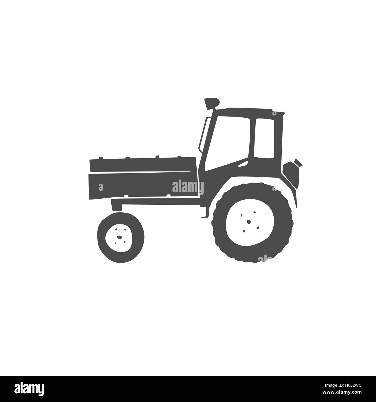 Simple fun tractor icon. Monochrome tractor on white isolated ...