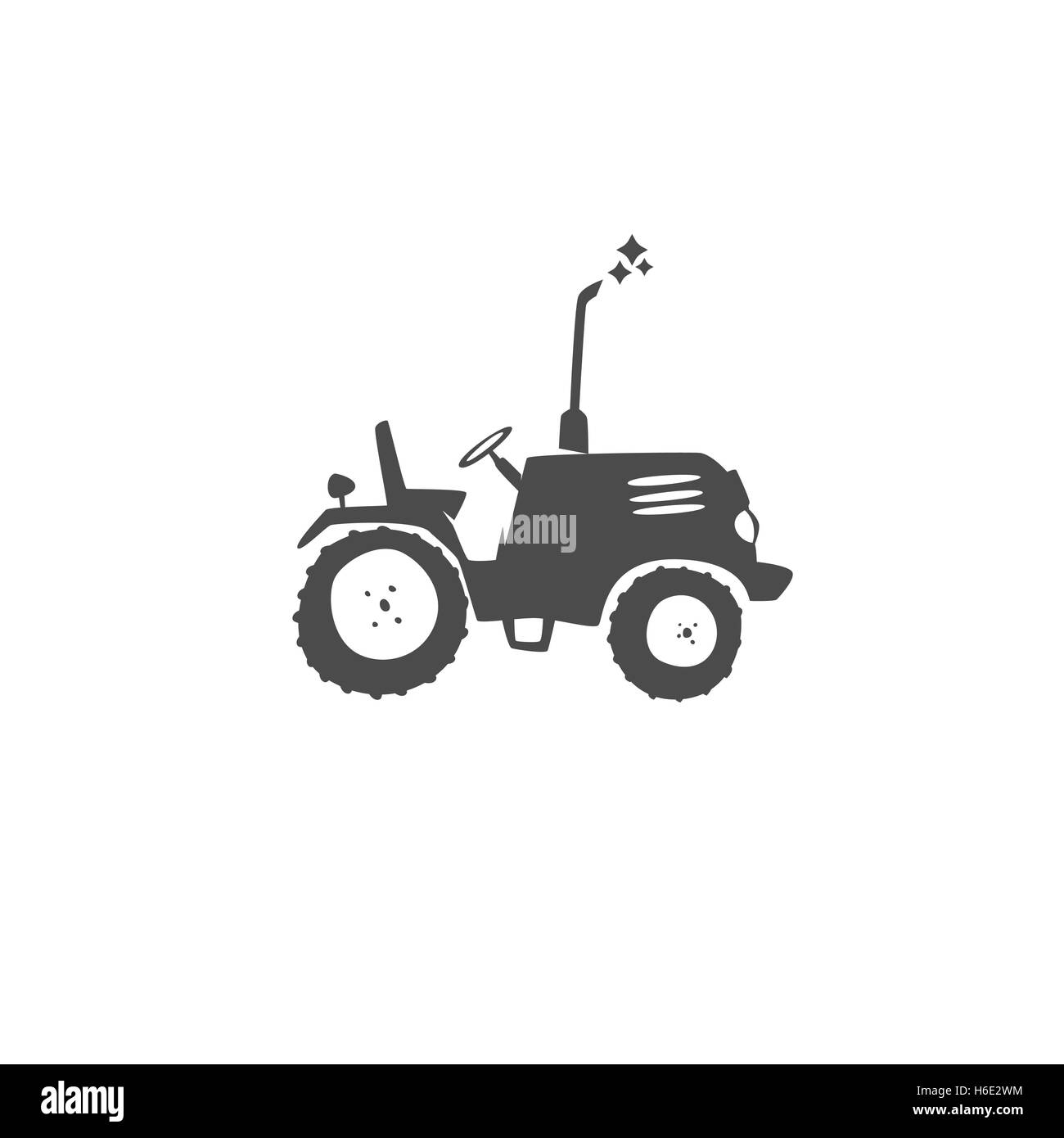 Simple fun tractor icon. Monochrome tractor on white isolated ...