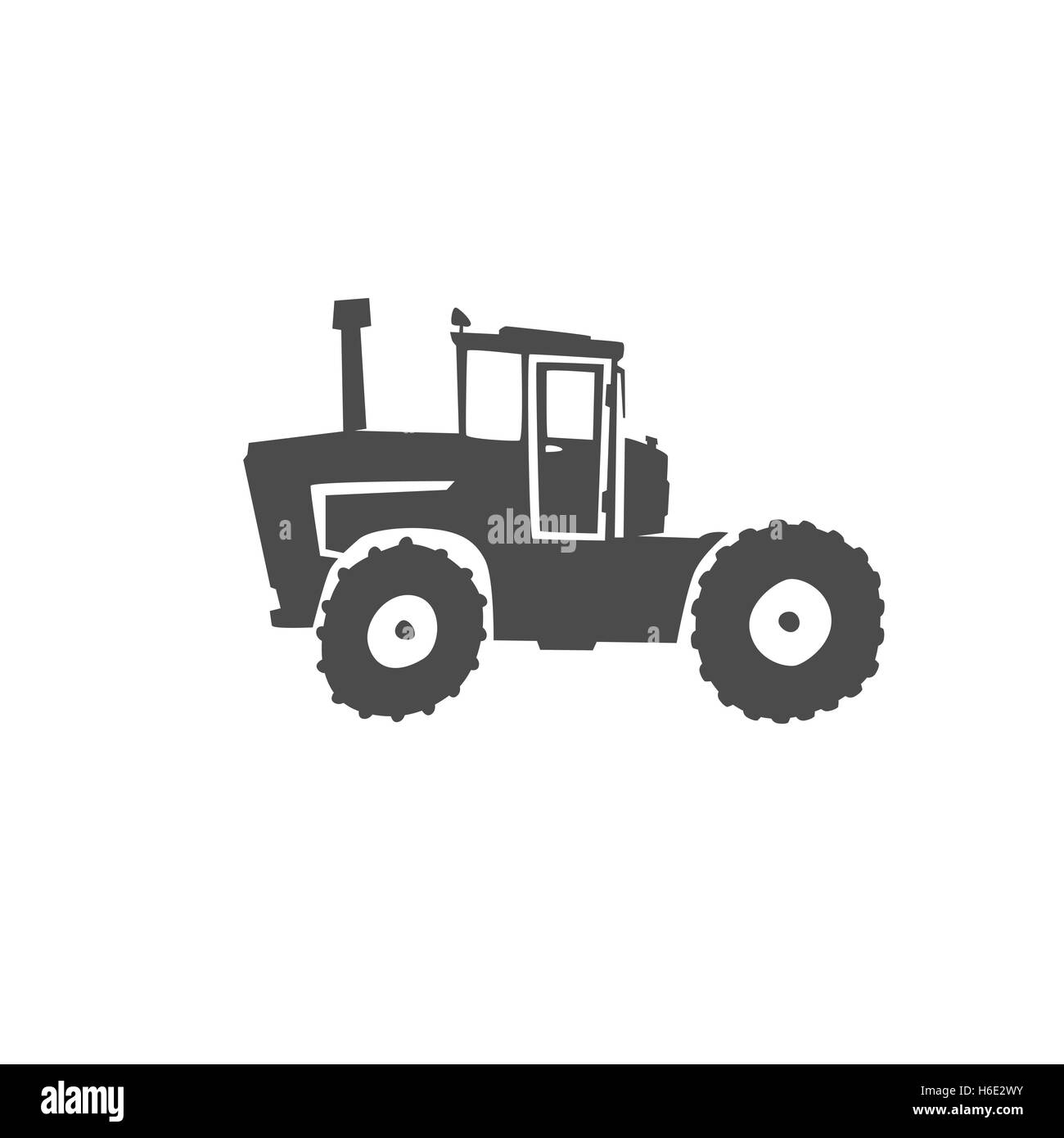 Simple fun tractor icon. Monochrome tractor on white isolated ...