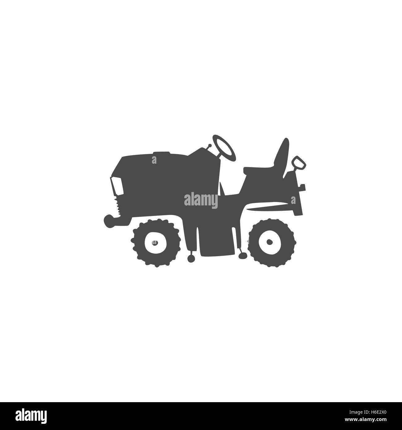Simple fun tractor icon. Monochrome tractor on white isolated ...