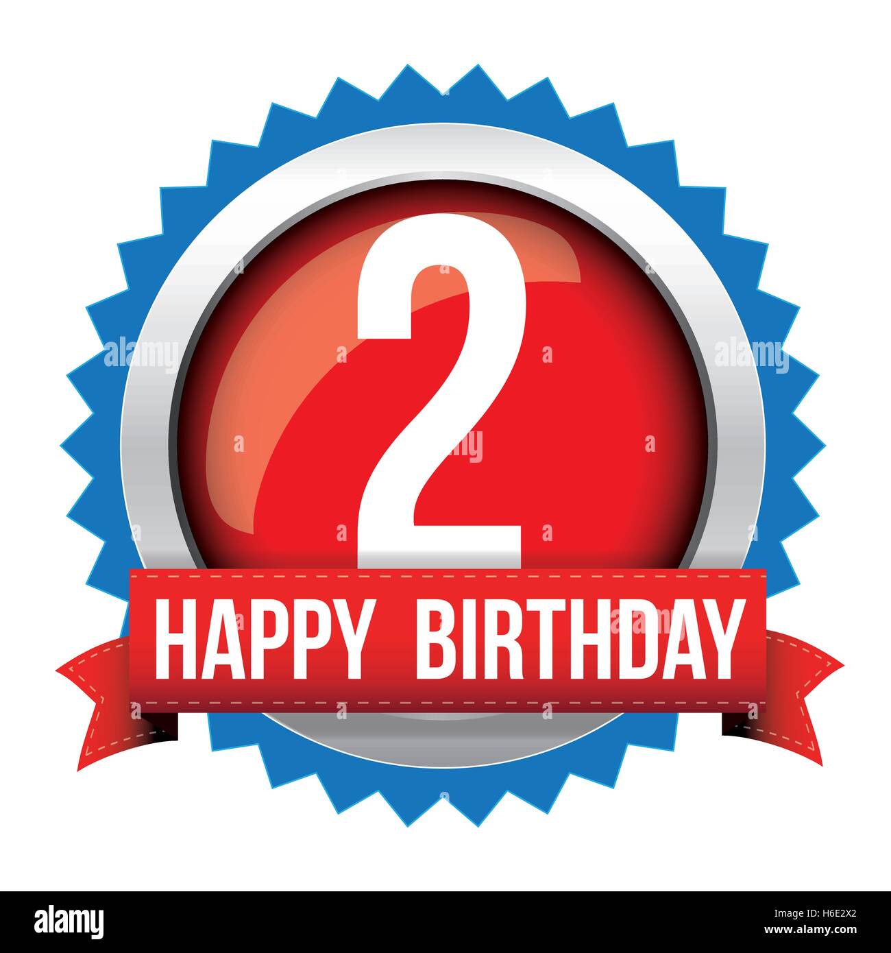 Two years happy birthday badge ribbon Stock Vector Image & Art - Alamy