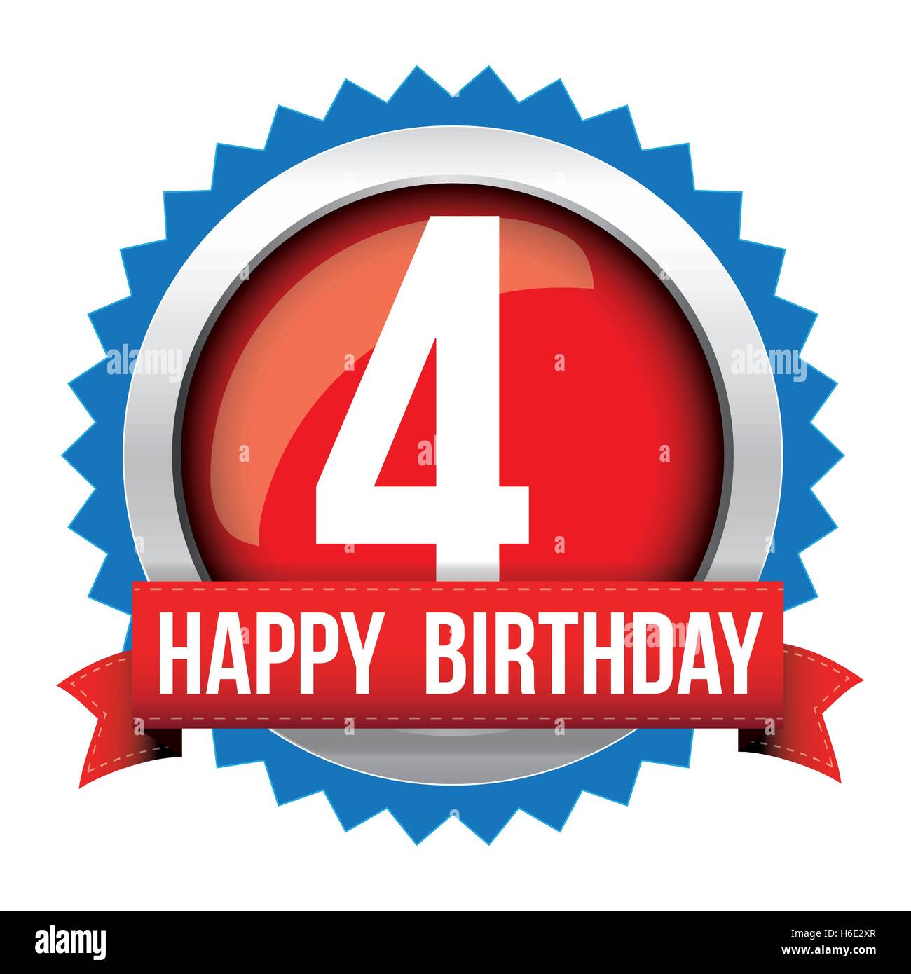 Four years happy birthday badge ribbon Stock Vector Image & Art - Alamy