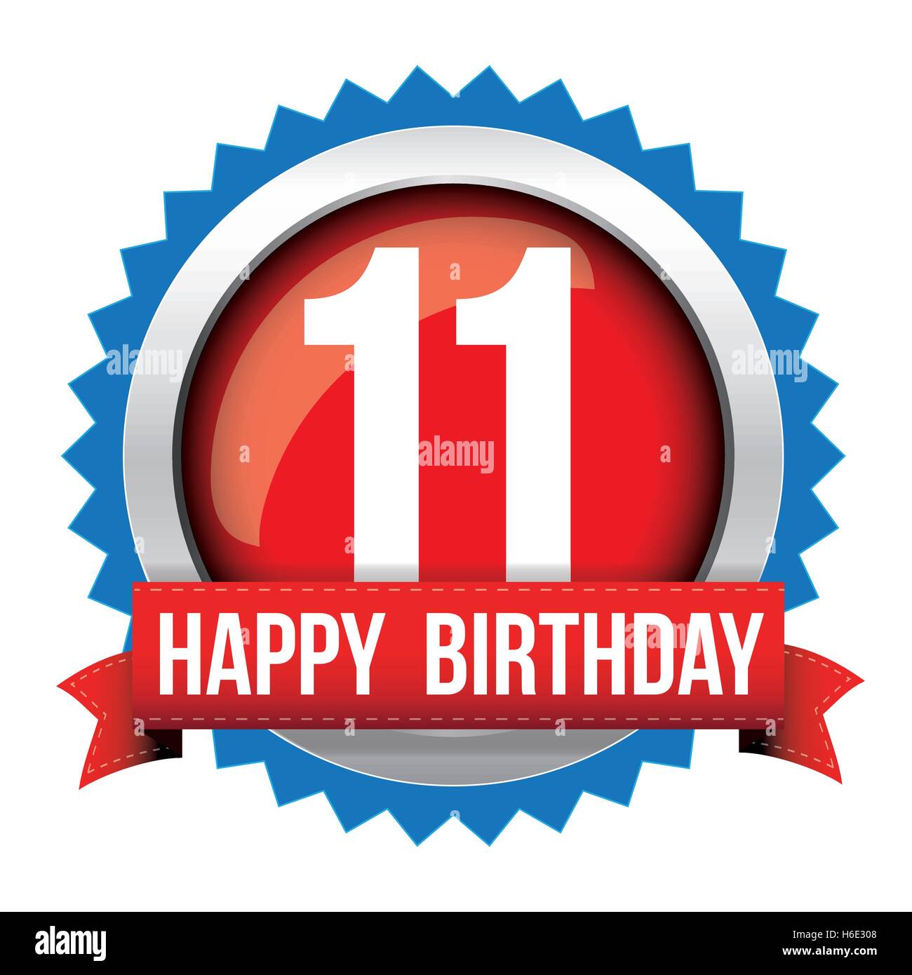 Eleven years happy birthday badge ribbon Stock Vector Image & Art - Alamy