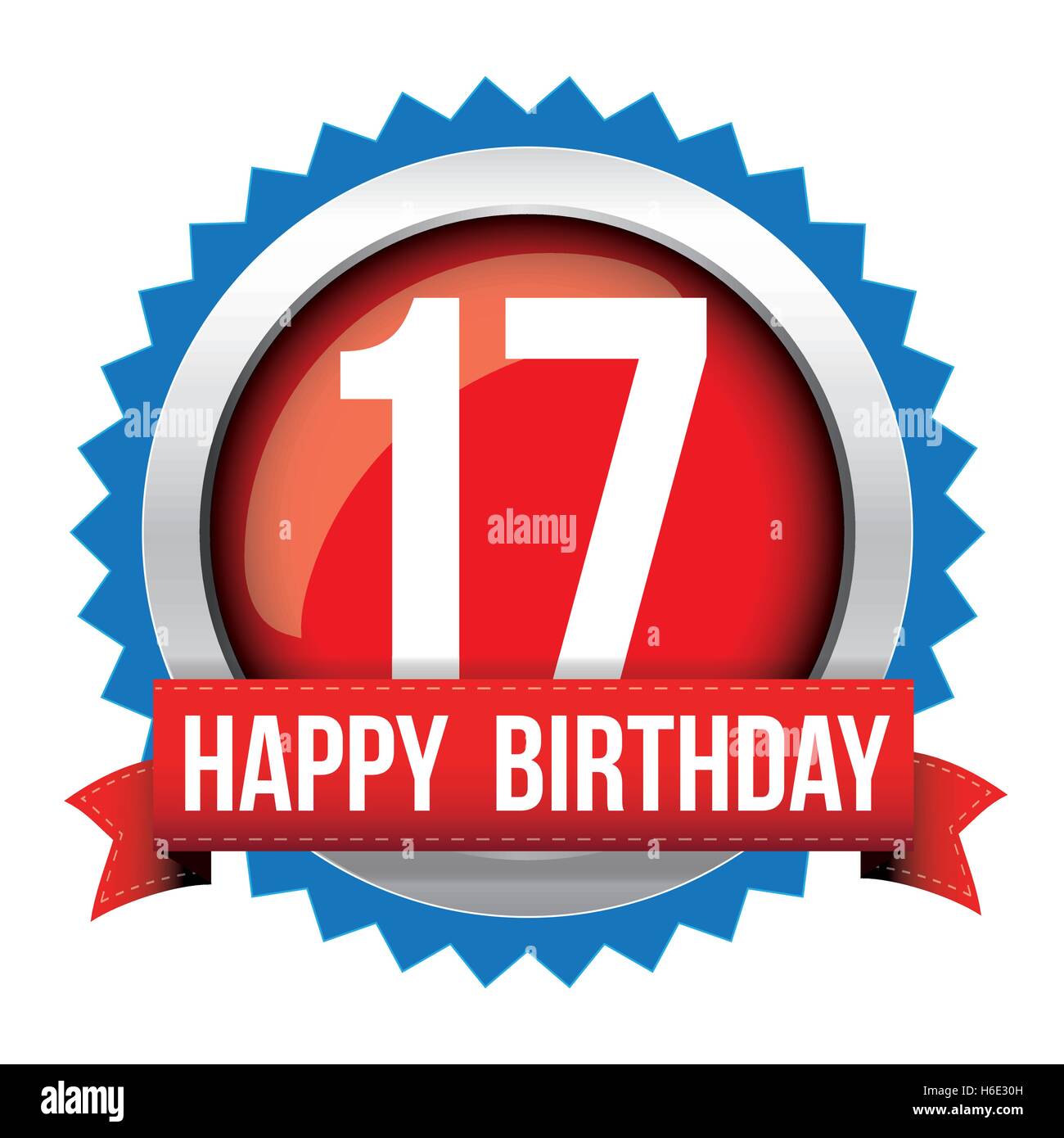 Seventeen years happy birthday badge ribbon Stock Vector Image & Art ...