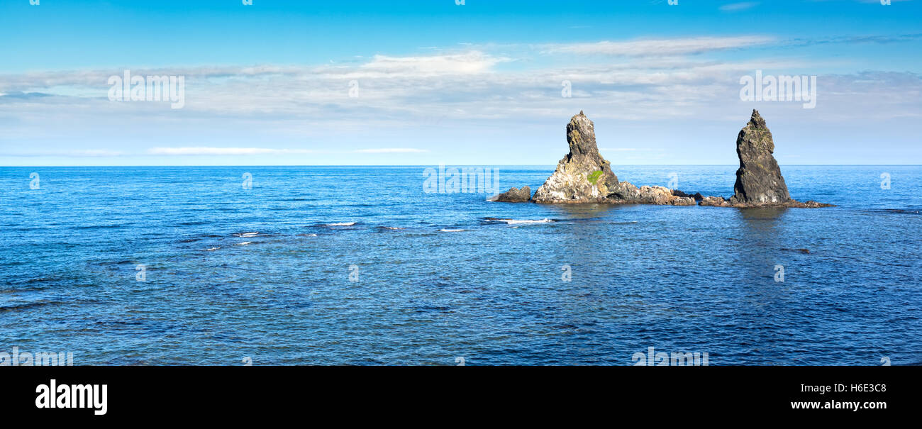 Two brothers rock. Japanese sea. Far East. Russia. Panorama Stock Photo ...