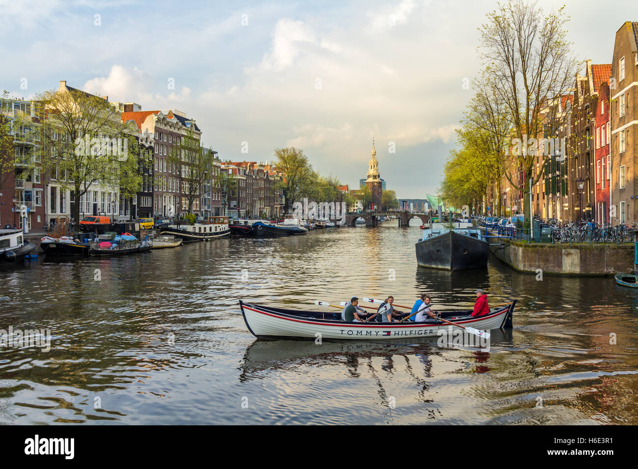 Amsterdam , the Netherlands - April 13, 2016: beautiful Amsterdam canal ...