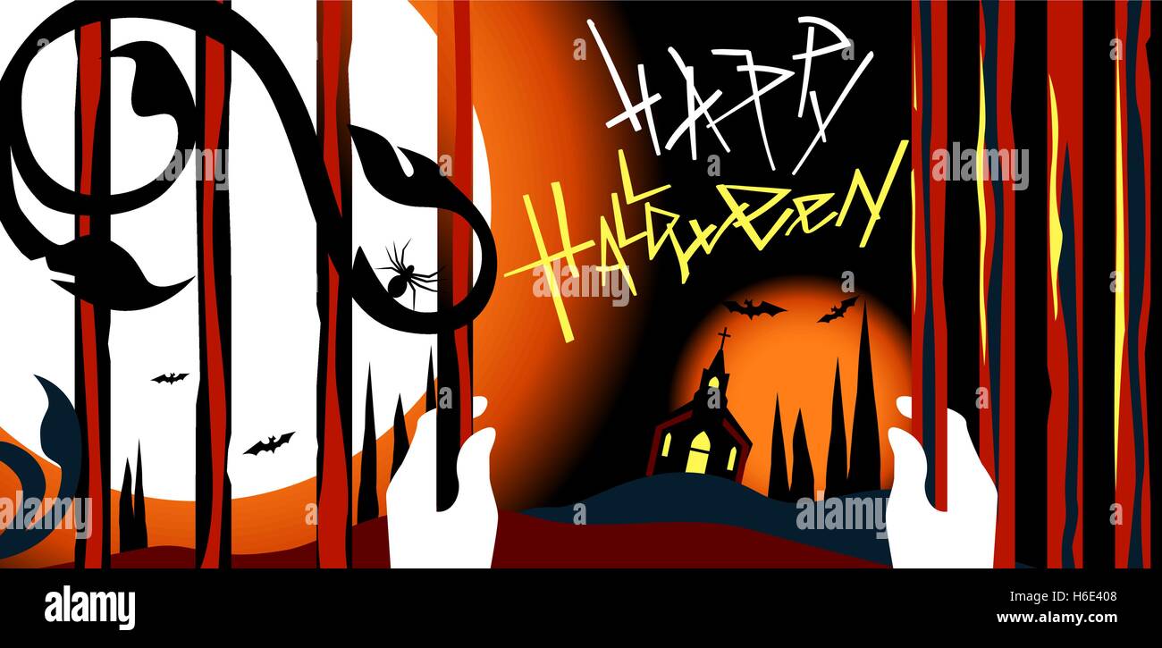 Halloween Gates - Illustration Stock Vector Image & Art - Alamy