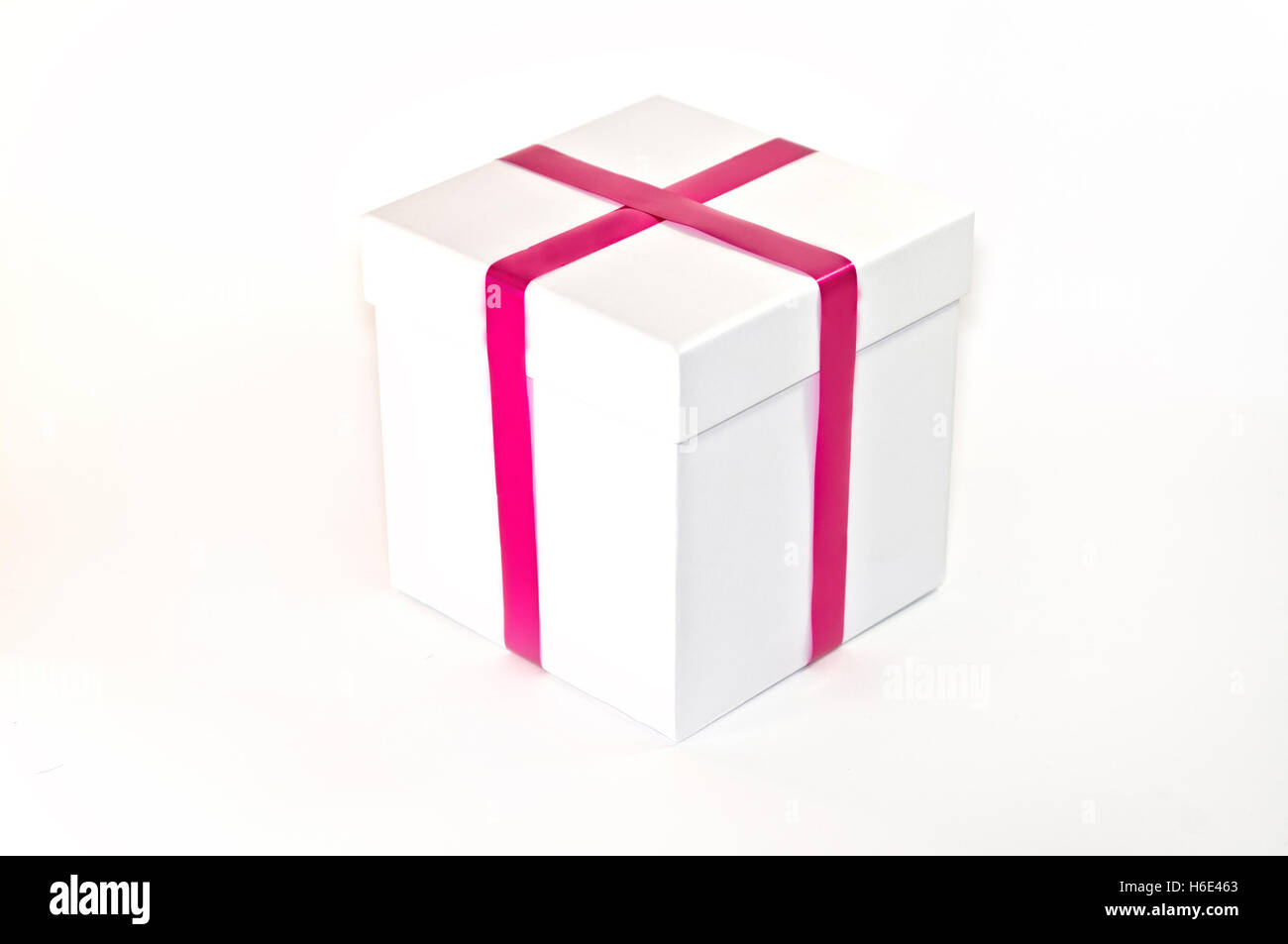 Gift Box with pink Ribbon Isolated on White Background. White Box Stock ...