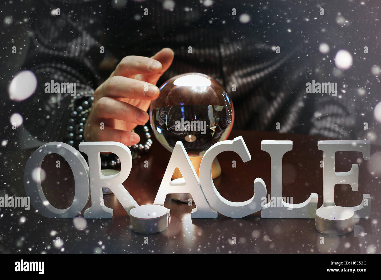 sorcerer hands over a transparent crystal ball fortune-telling for ...