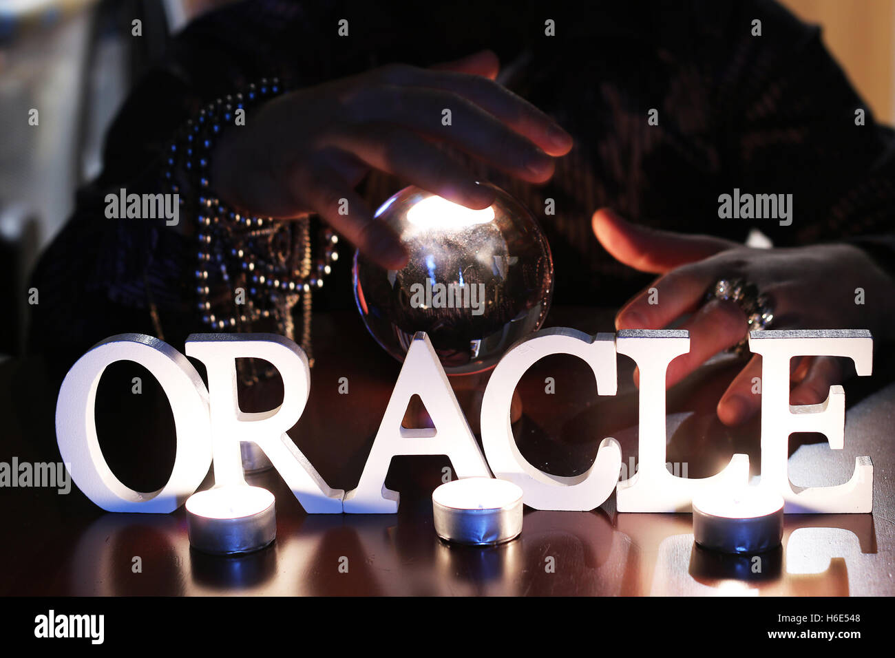 sorcerer hands over a transparent crystal ball fortune-telling for ...