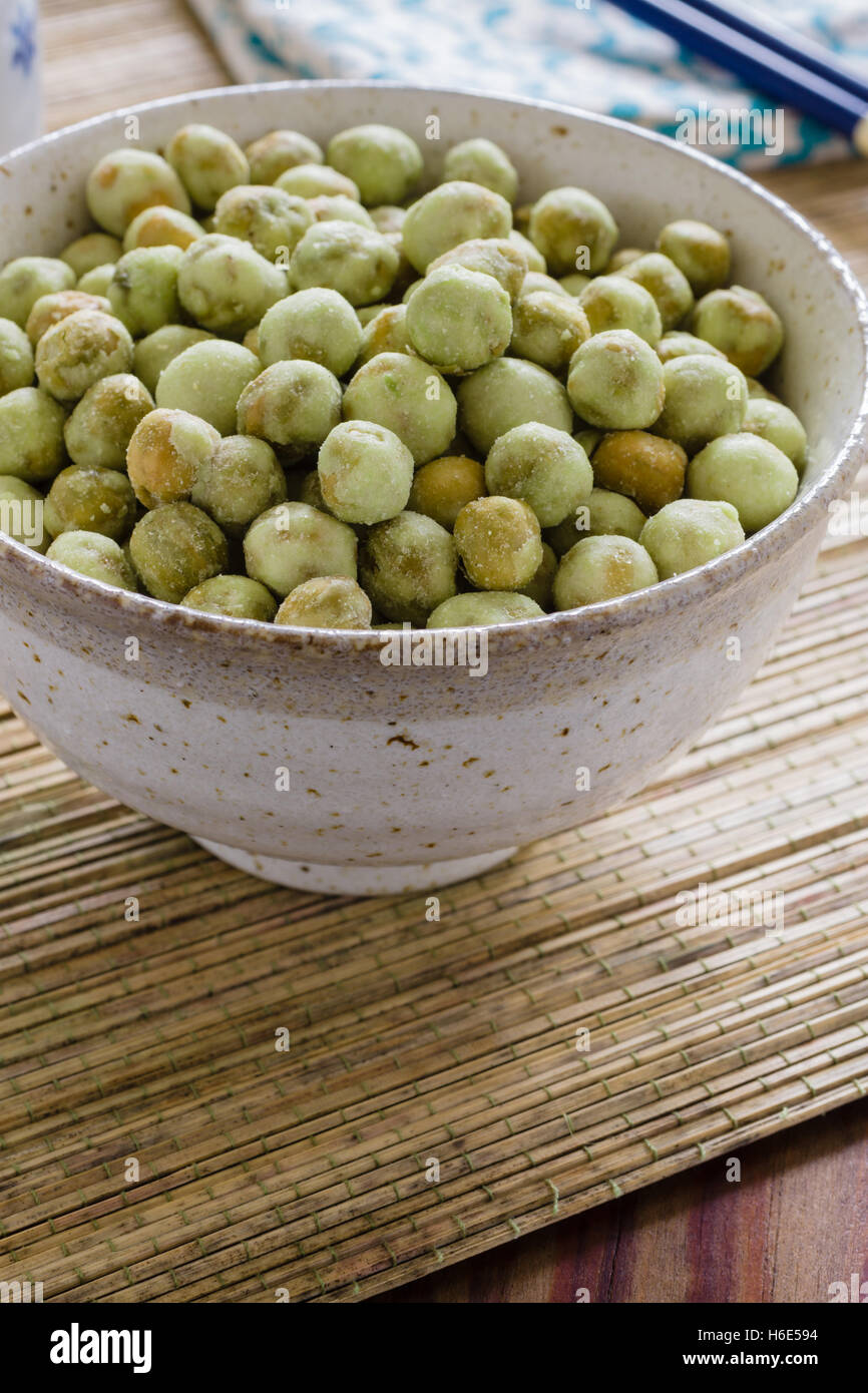 Wasabi peas a crunchy snack made with roasted green peas coated with ...