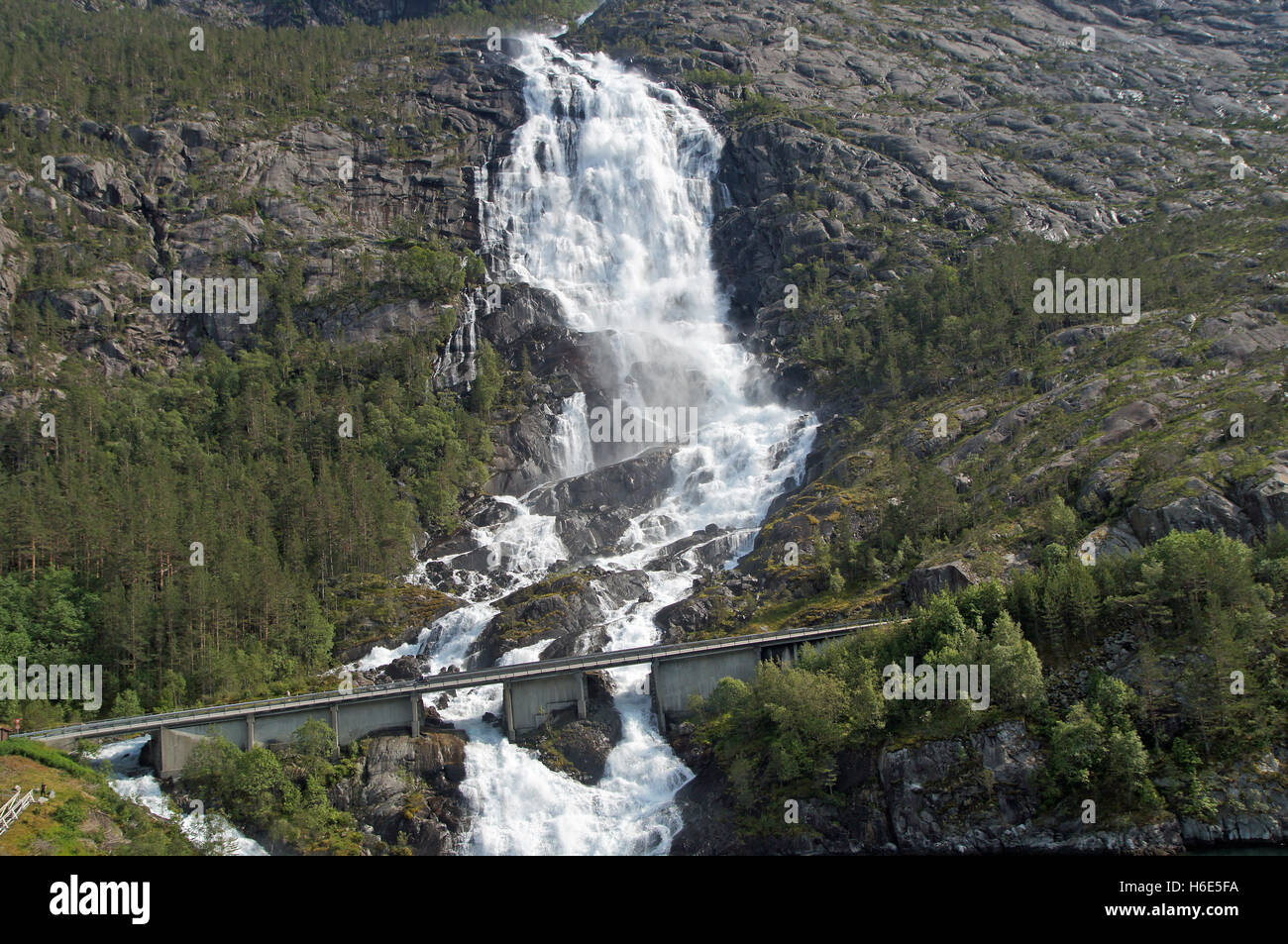 Langfoss waterfall Lyseford Norway Stock Photo - Alamy