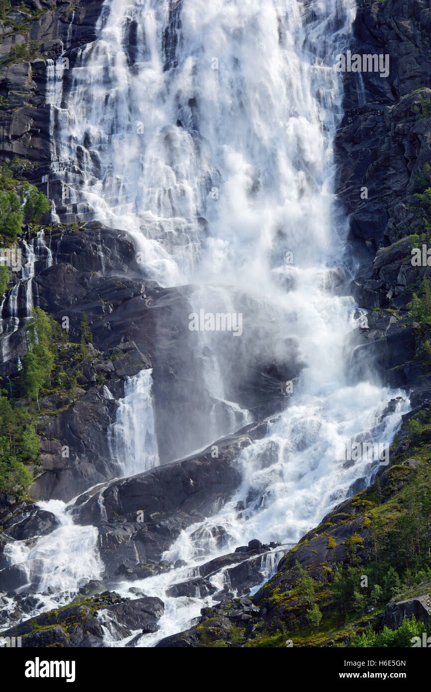 Langfoss waterfall Lyseford Norway Stock Photo - Alamy