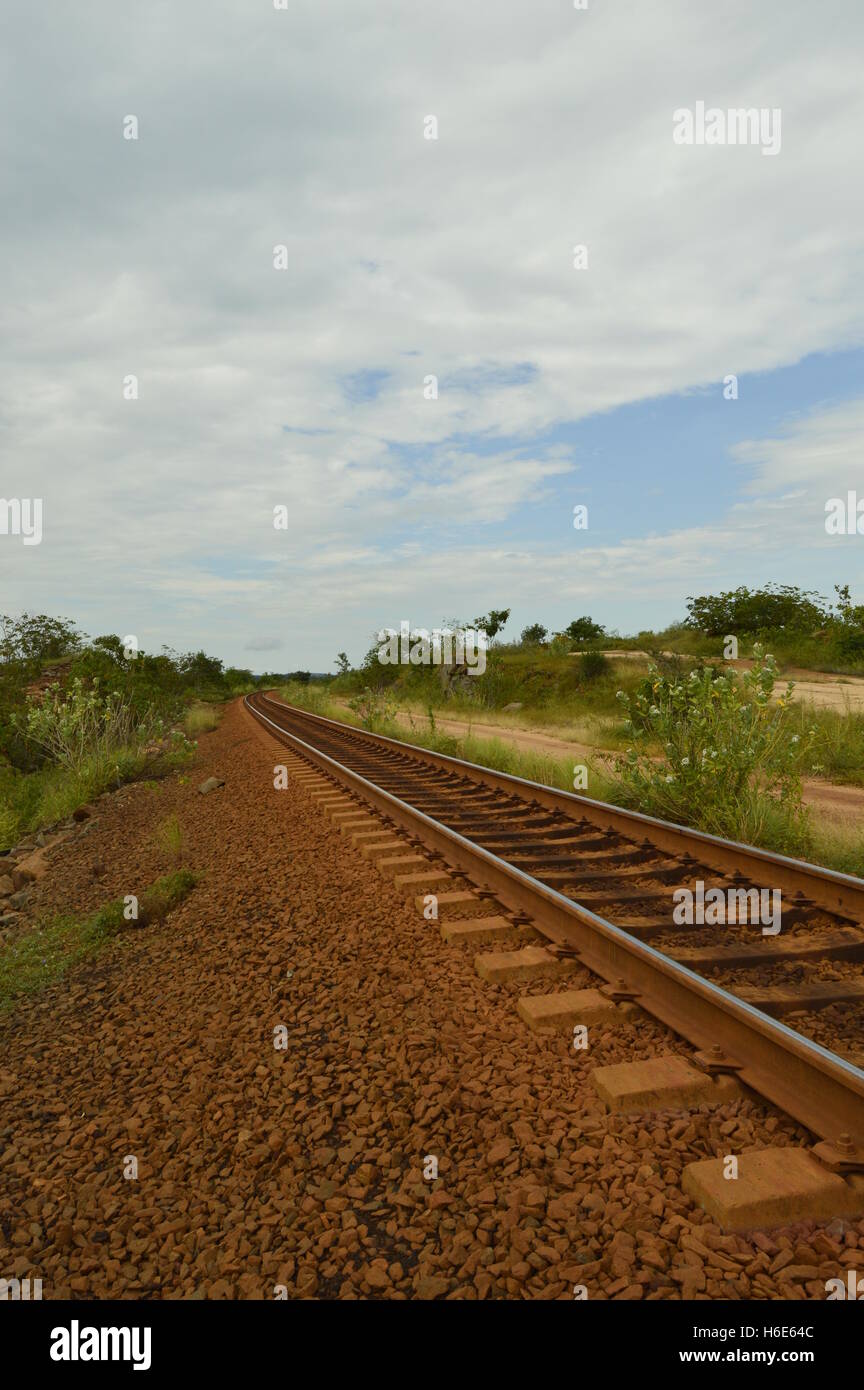 Landscape with a railroad train Stock Photo - Alamy