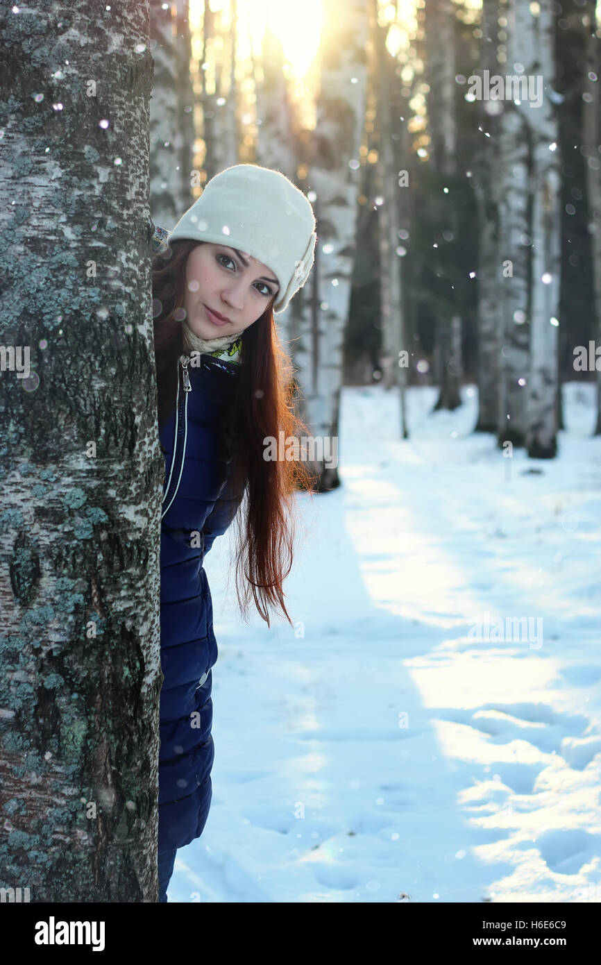snow winter portrait female Stock Photo - Alamy