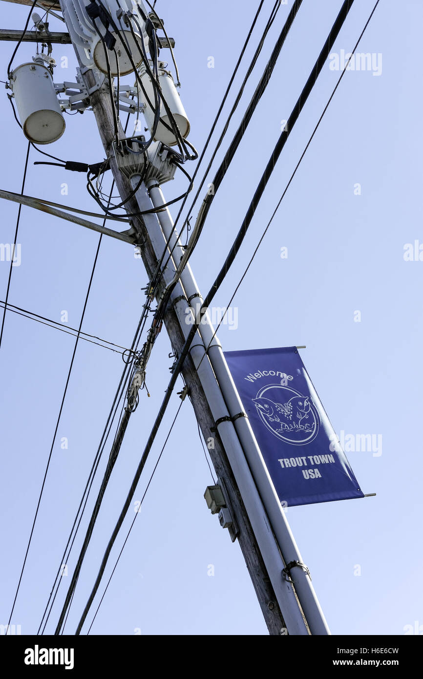 High voltage transmission cables with transformers seen with a Trout ...